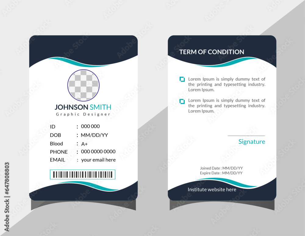 Professional Identity Card Template Vector for Employee and Others ...