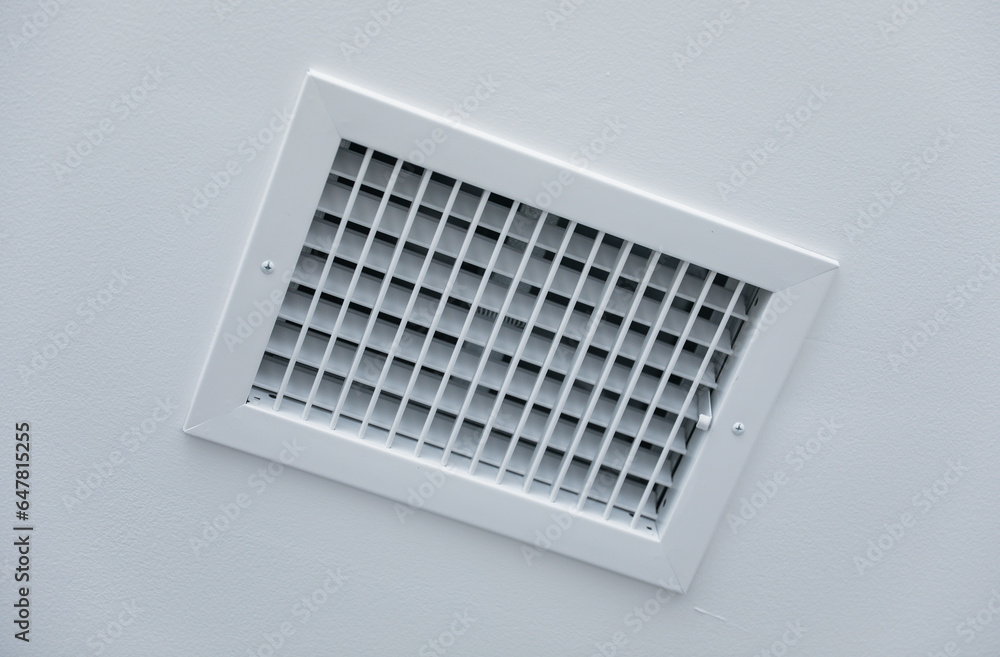 Modern air ventilation system, close-up of metal ductwork, clean ...