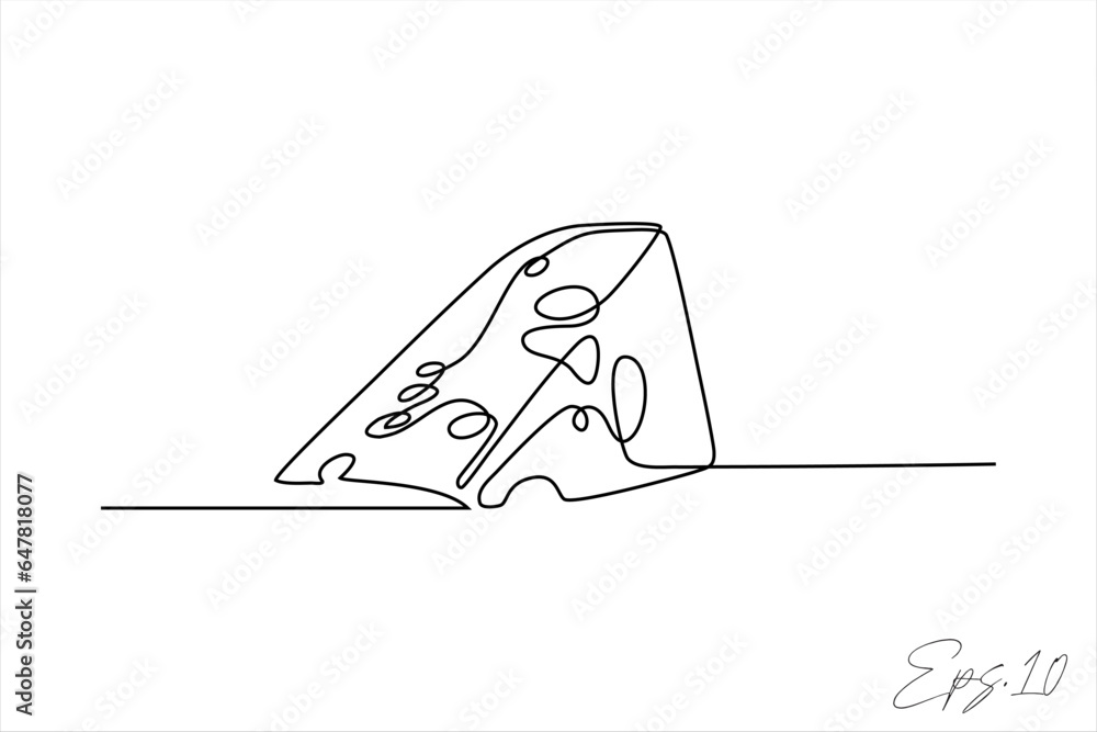 continuous line art drawing of cheese slices Stock Vector | Adobe Stock