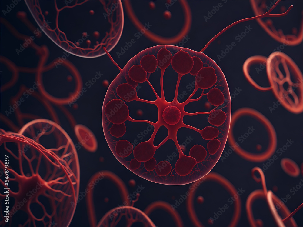 Blood cells flowing gracefully through the circulatory system. AI ...