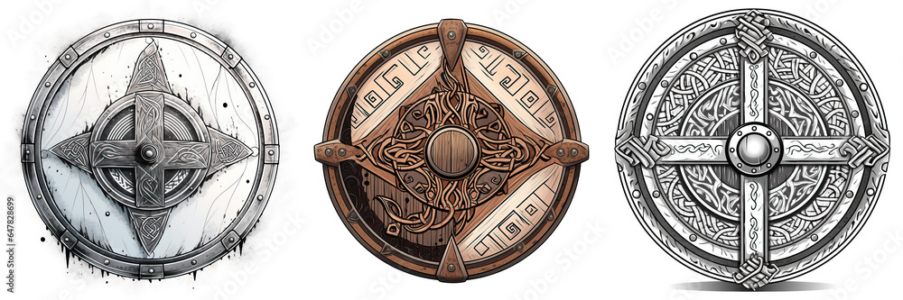 Battle Shield Warrior Viking Logo 2D Stock Illustration | Adobe Stock