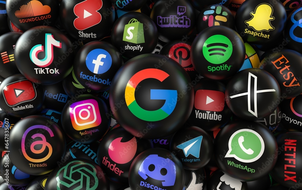 media, social media 3D background design - visual design work, (3D ...