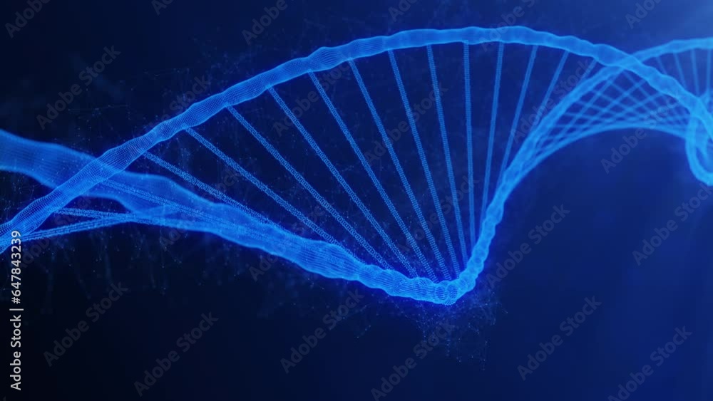 3d animation with blue colored dna strand rotates and decay by the ...