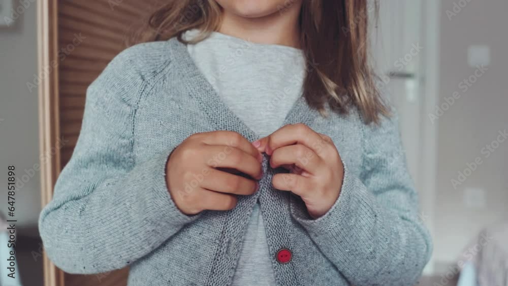 Close up hands button up skill for children, develop motor coordination ...