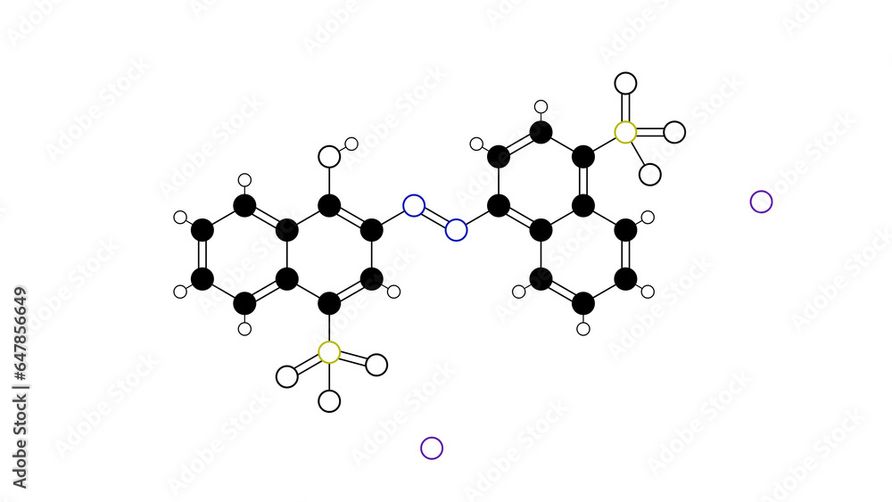 ภาพประกอบสต็อก azorubine molecule, structural chemical formula, ball ...