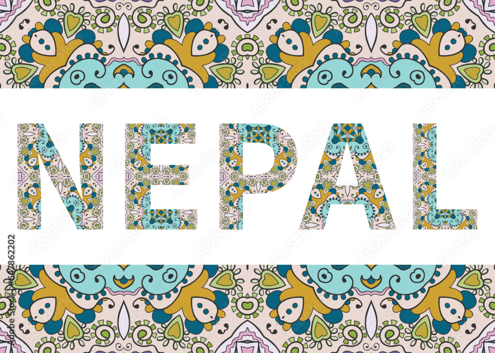 Nepal sign letters with tribal ethnic ornament. Decorative letters and ...