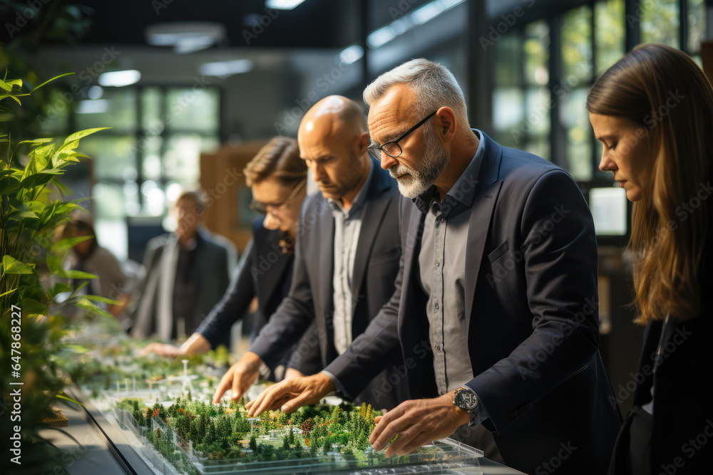 Sustainable Development. Expert presenting a sustainable development ...