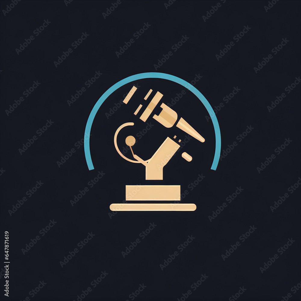 Artistic Minimalist Microscope Logo with Modern Metallic Finish and ...