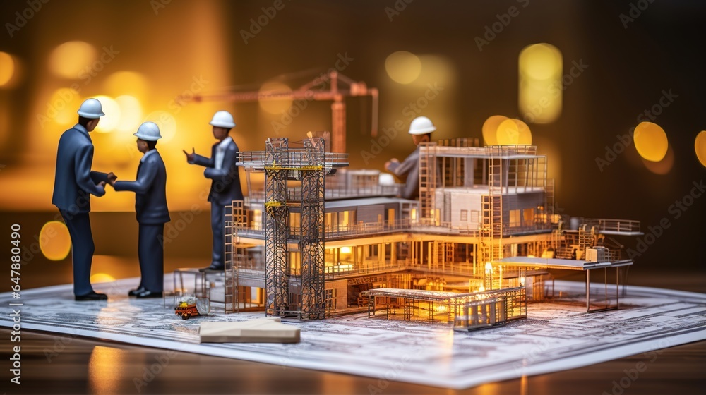 Civil engineering construction site or surveying for contour plans is a ...