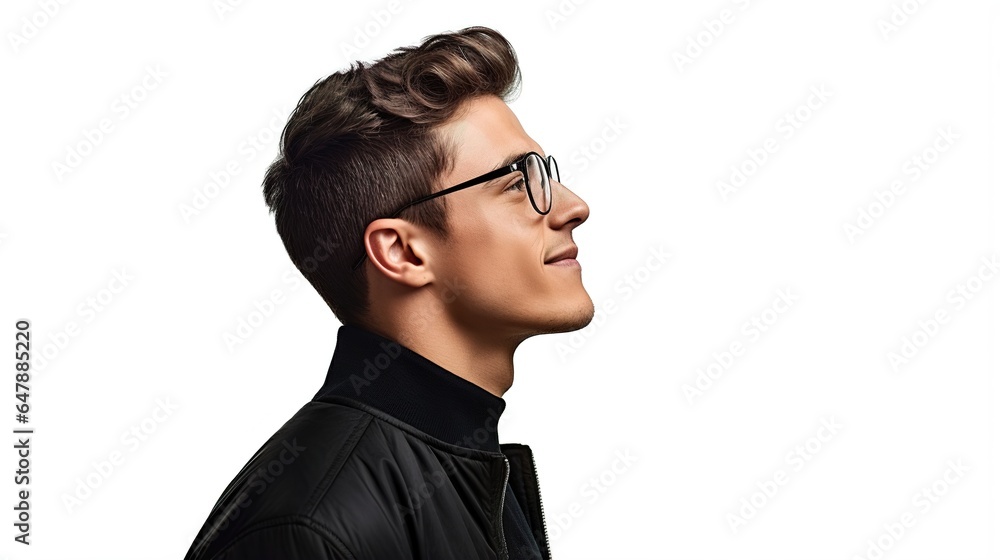 businessman with his face turned sideways on a studio background Stock ...