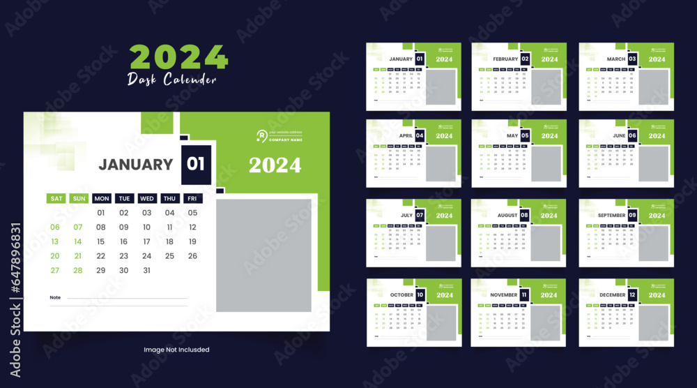 Desk Calendar Design Or 2024 calendar design Stock Vector | Adobe Stock
