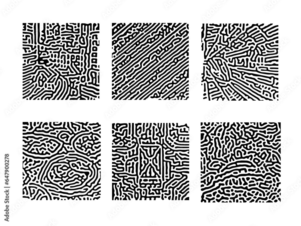 Turing reaction diffusion monochrome seamless pattern with chaotic motion. Natural background ...