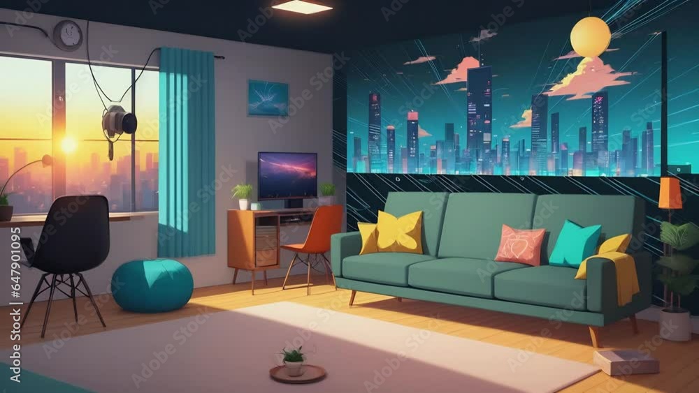 animated virtual backgrounds stream overlay loop interior cozy ...