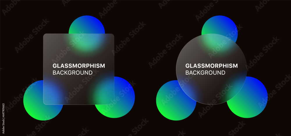 Vetor de glassmorphism background banner with transparent glass frame ...