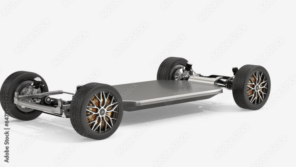 Exploded view of Electric Vehicle Chassis equipped with In-Wheel Motors ...