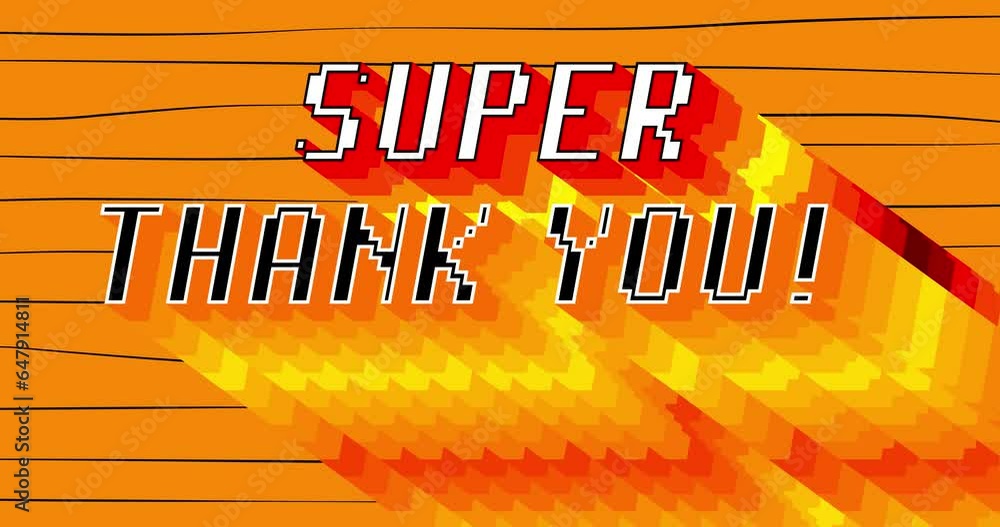 Super Thank You. 4k animated word with long layered multicolored shadow ...