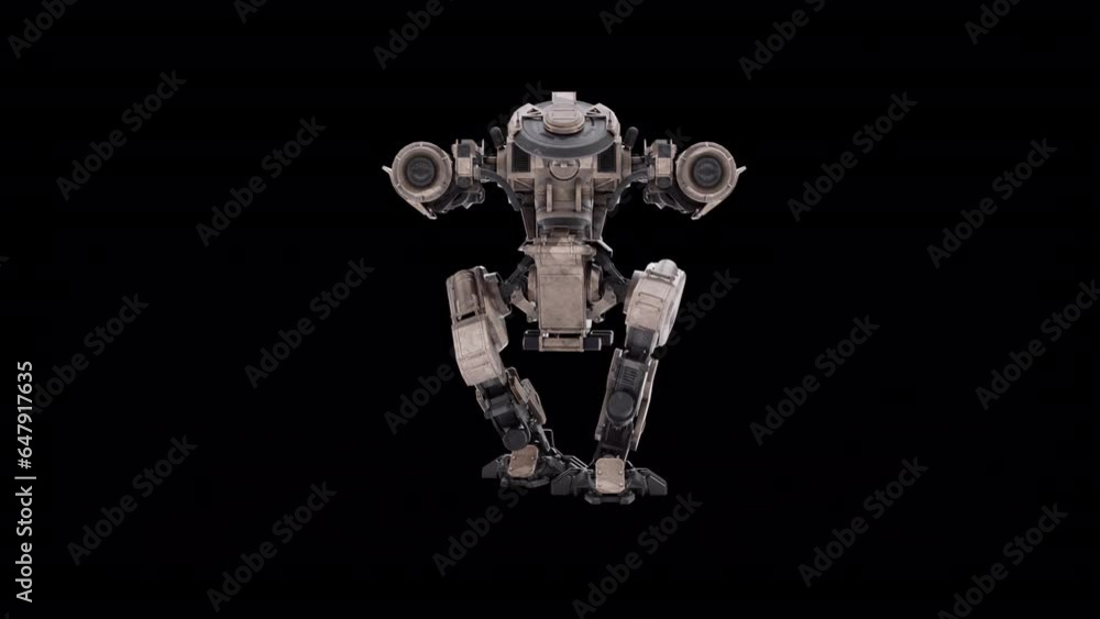 3D model of the robot, warrior futuristic machine rendering animation ...