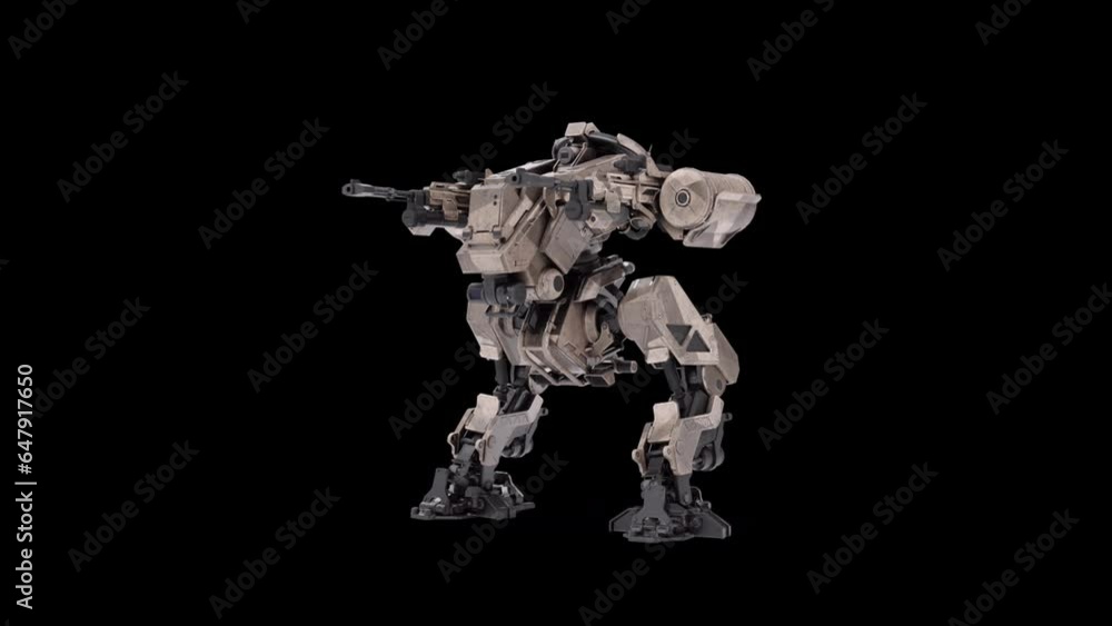 Detailed 3D model of the robot Damage big front side left view, warrior ...