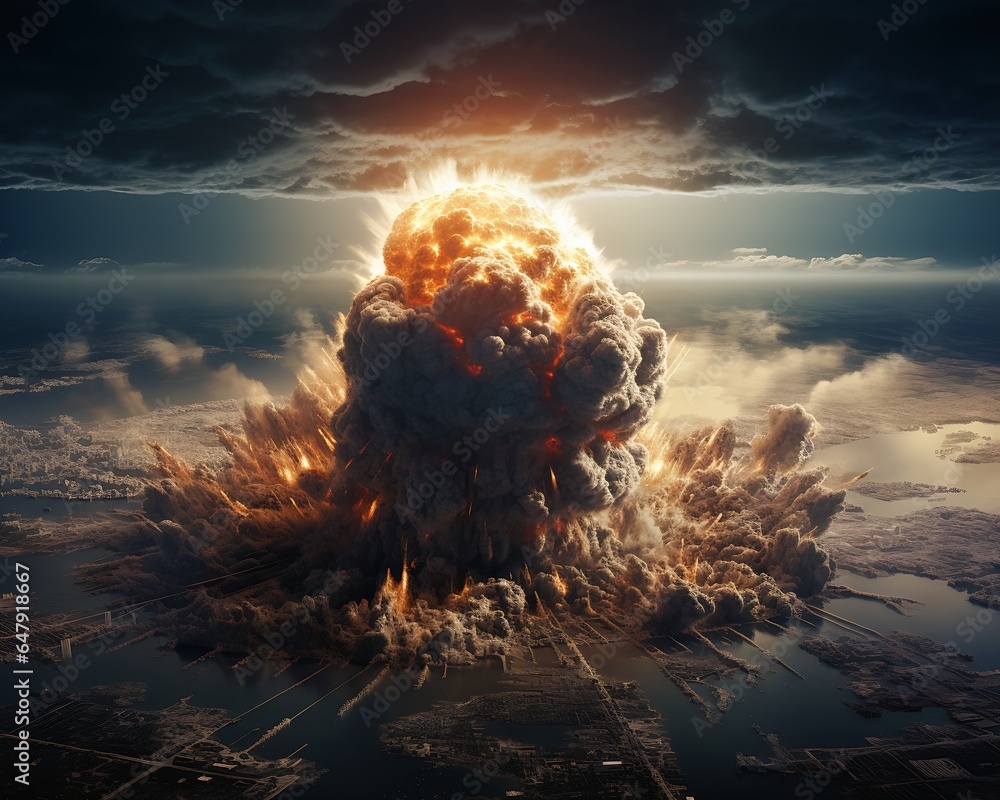 explosion smoke street city eradication various scenarios depicted ...