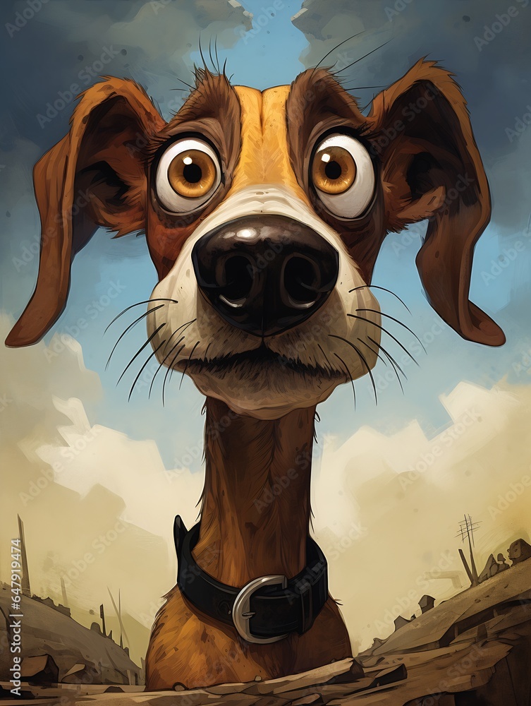 closeup dog collar looking professional serious cartoon front facing ...