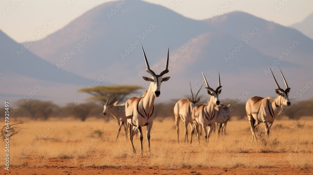 Gemsbok or south african oryx touching on bone-dry arrive in amazingly ...