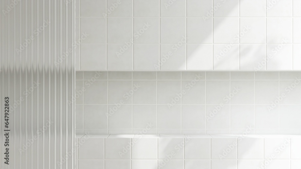 Photo & Art Print Recessed wall shelf, shower niche, reeded glass ...