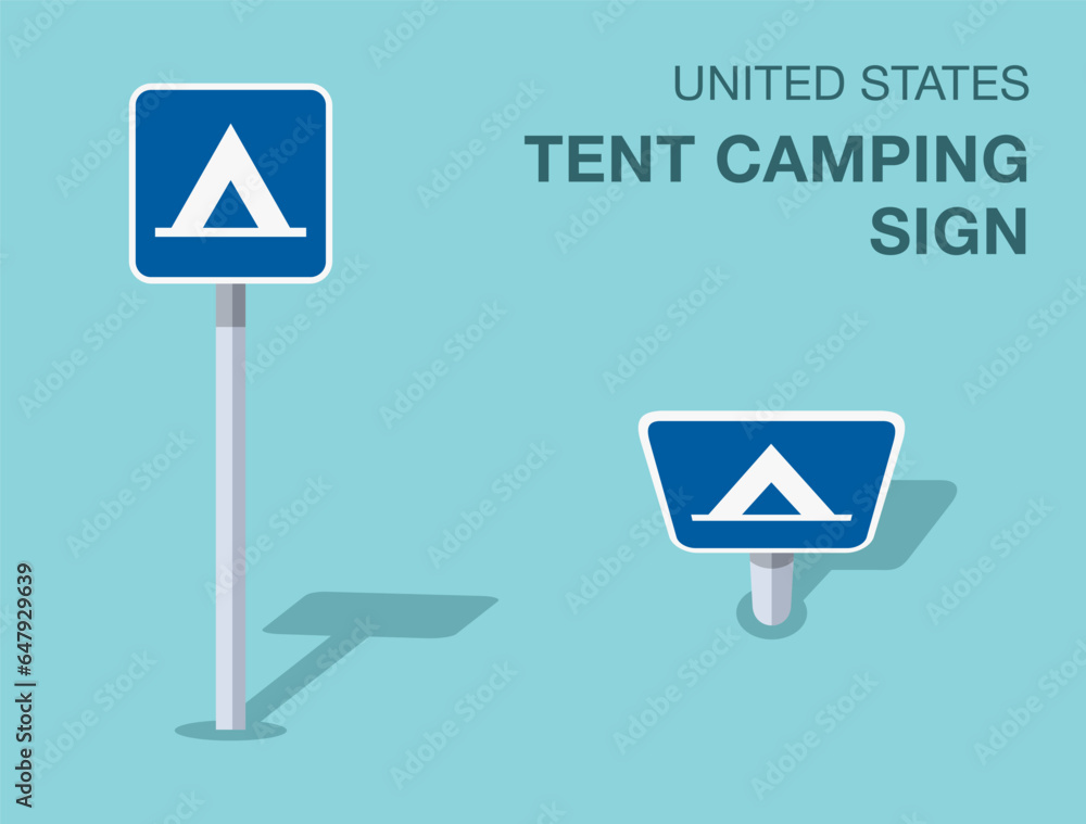 Traffic regulation rules. Isolated United States tent camping sign ...