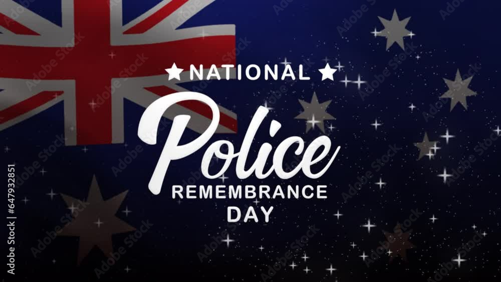 National Police Remembrance Day Lettering Text Animation with waving ...