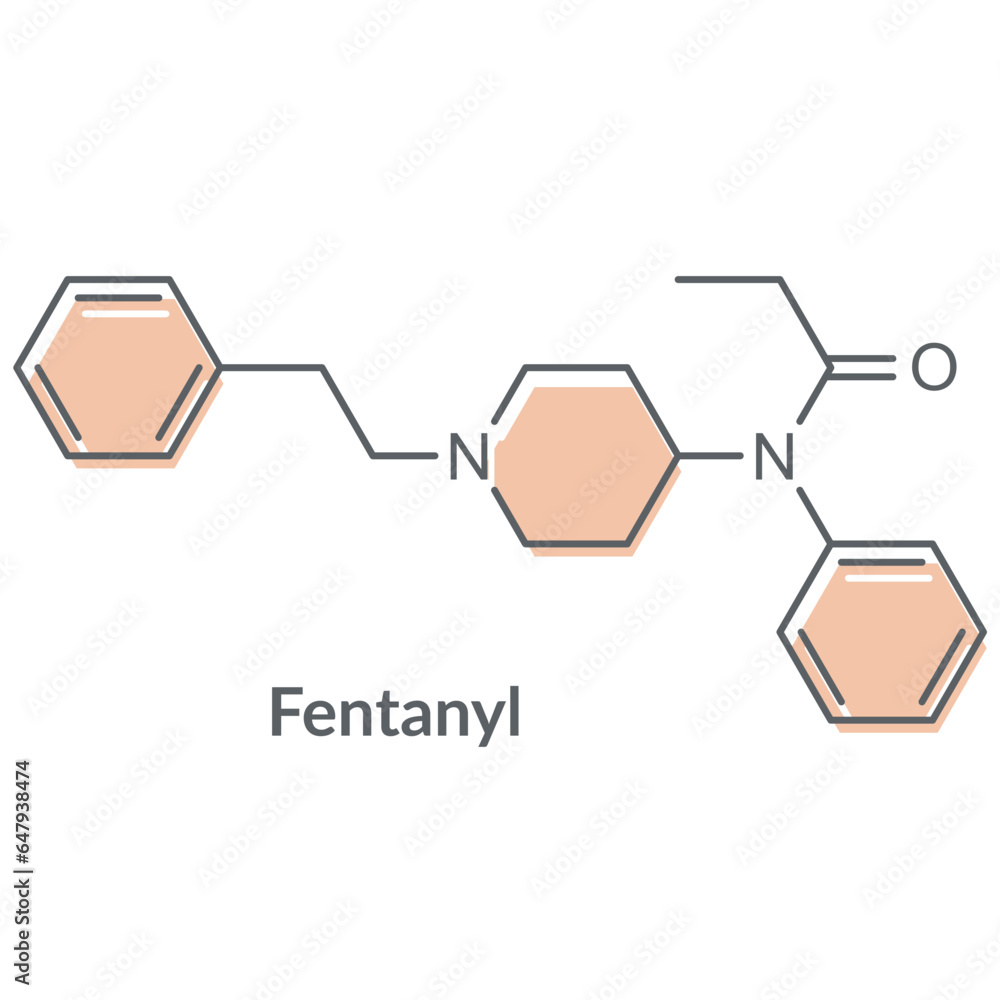 Fentanyl opioid analgesic drug molecule. Skeletal formula. Stock Vector ...