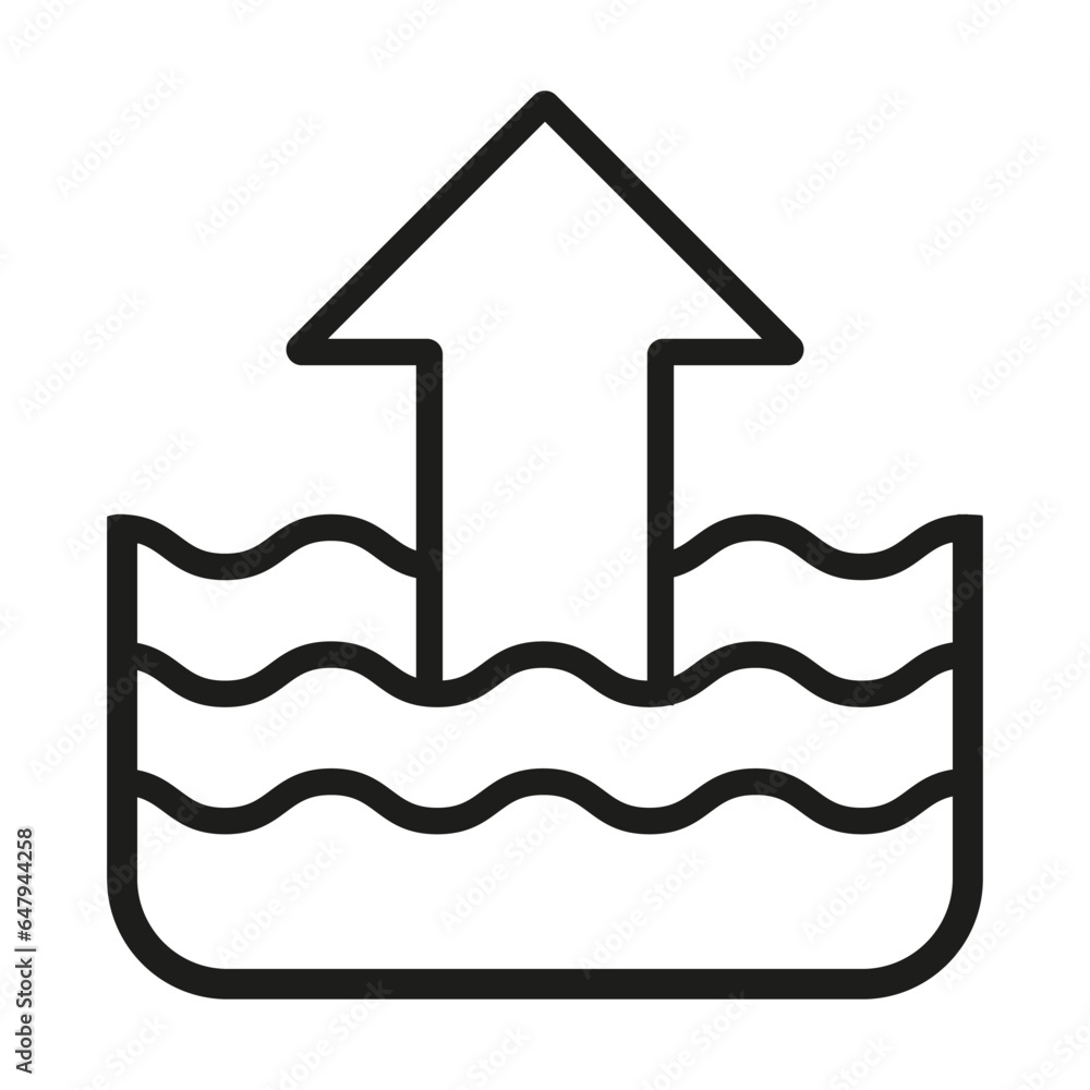 Rise in water level icon, rise in water level linear icon flat trendy ...