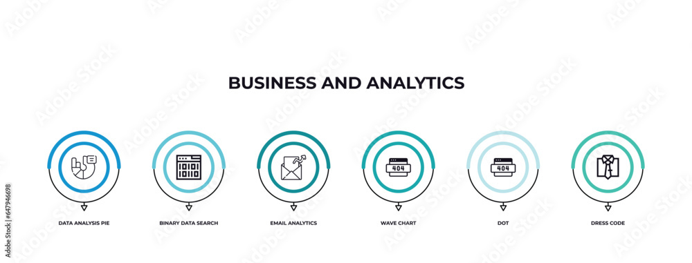 data analysis pie chart, binary data search, email analytics, wave ...