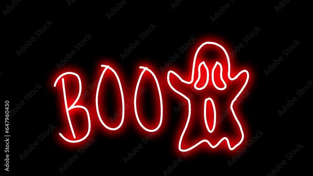 4k animated boo neon typography text background for halloween Stock ...