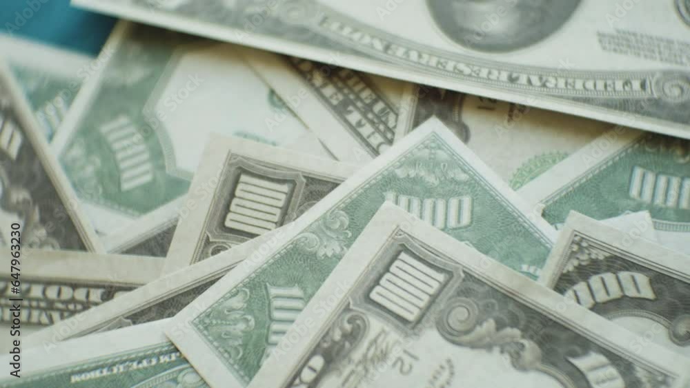 Closeup view of historical US banknotes from the 1930s 1940s 1950s ...