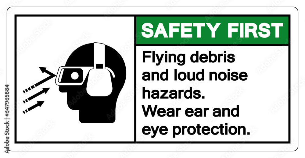Safety First Flying Debris Symbol Sign, Vector Illustration, Isolate On ...