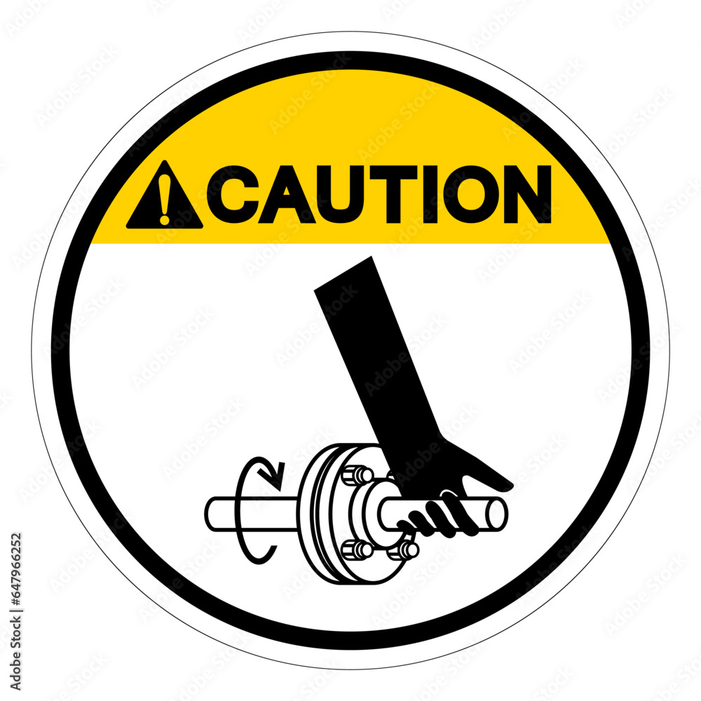 Caution Entanglement Of Hand Rotating Shaft Symbol Sign, Vector ...