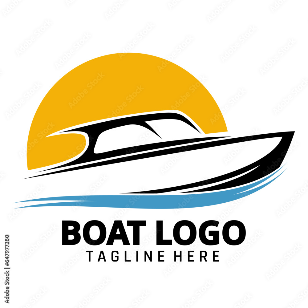 Vector Boat icon logo. Speed boat template design illustration Stock ...