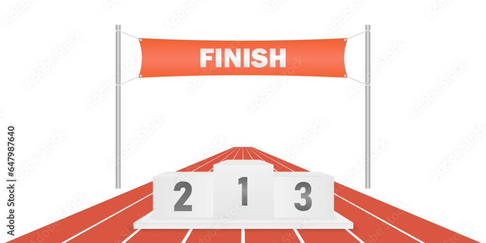 Sport Winner Podium on Running Track with Finish Line. Pedestal Sport ...
