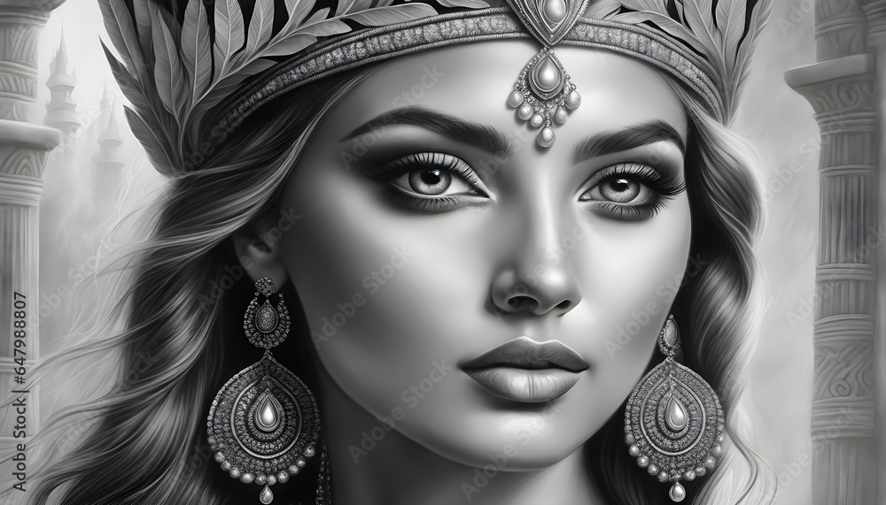 Artistic Depictions of Beautiful Greek Goddesses in Pencil.(Generative ...