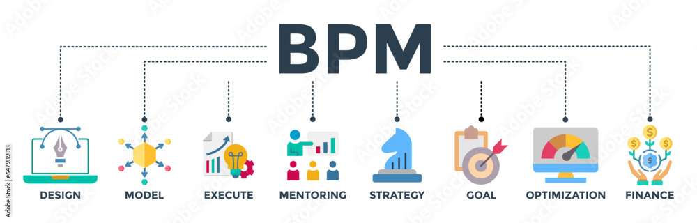 BPM web icon vector illustration concept of business process management ...