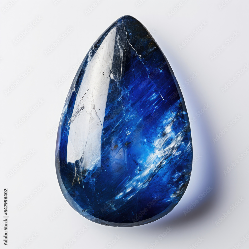 Dark bright sea blue color precious gemstone with well polished surface ...