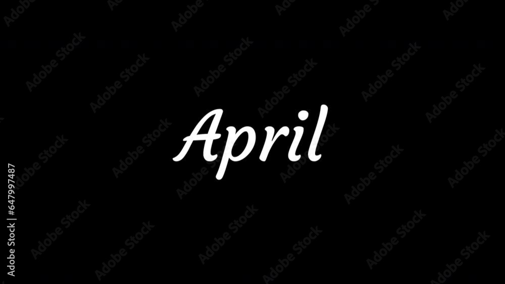 April text animation on transparent background, Handwritten animated in ...