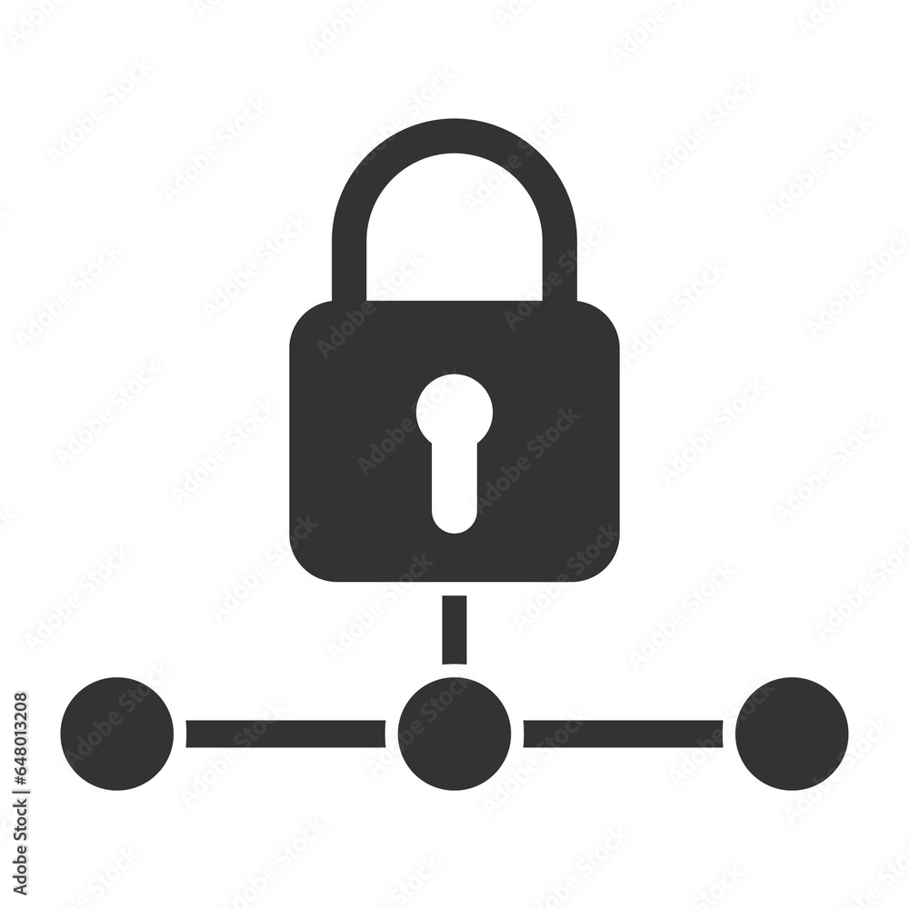 Vector illustration of padlock network icon in dark color and ...