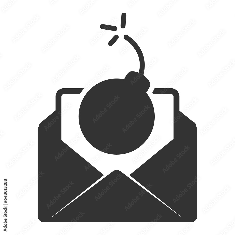 Vector illustration of message bomb icon in dark color and transparent ...