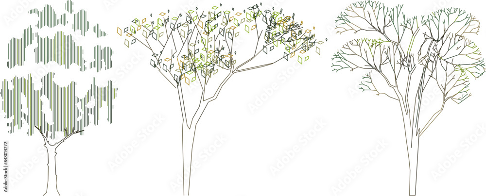 Vector sketch illustration of tree and plant clipart design to complete ...