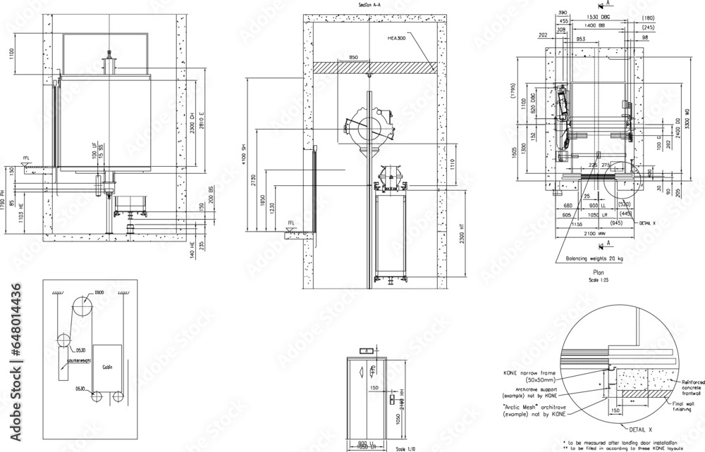 Vector sketch illustrating the technical design of how an elevator ...