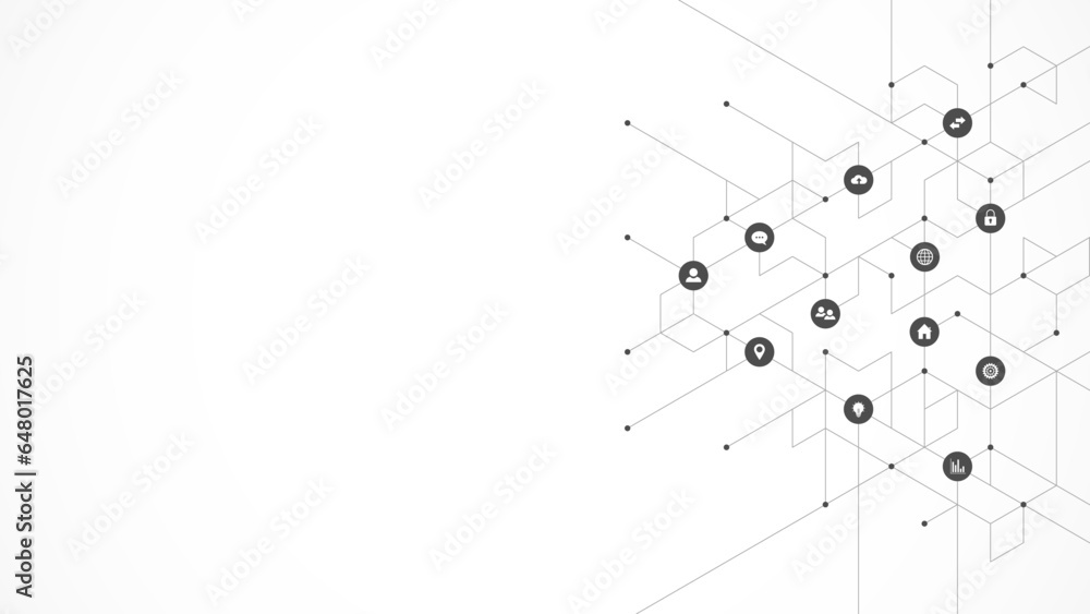 Information technology background with infographic elements and flat ...