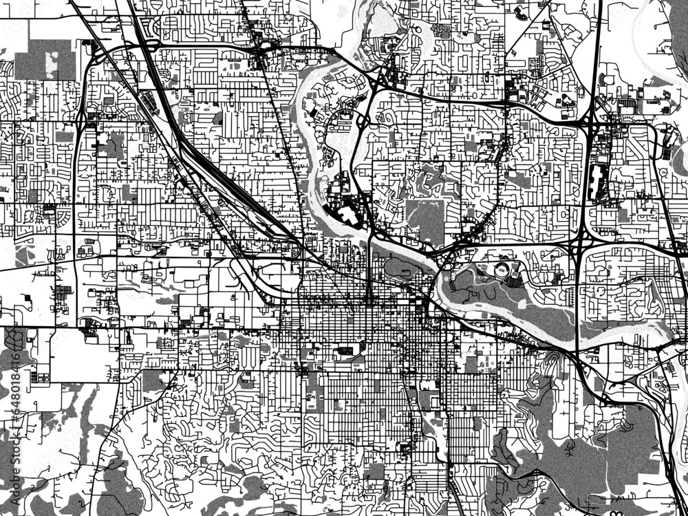 Greyscale vector city map of Eugene Oregon in the United States of ...