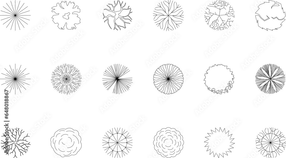 Vector sketch illustration clipart of flower and tree plant symbols for ...