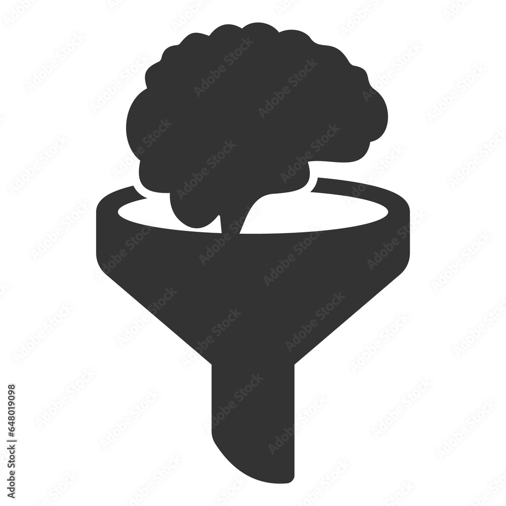 Vector illustration of brain filters icon in dark color and transparent ...