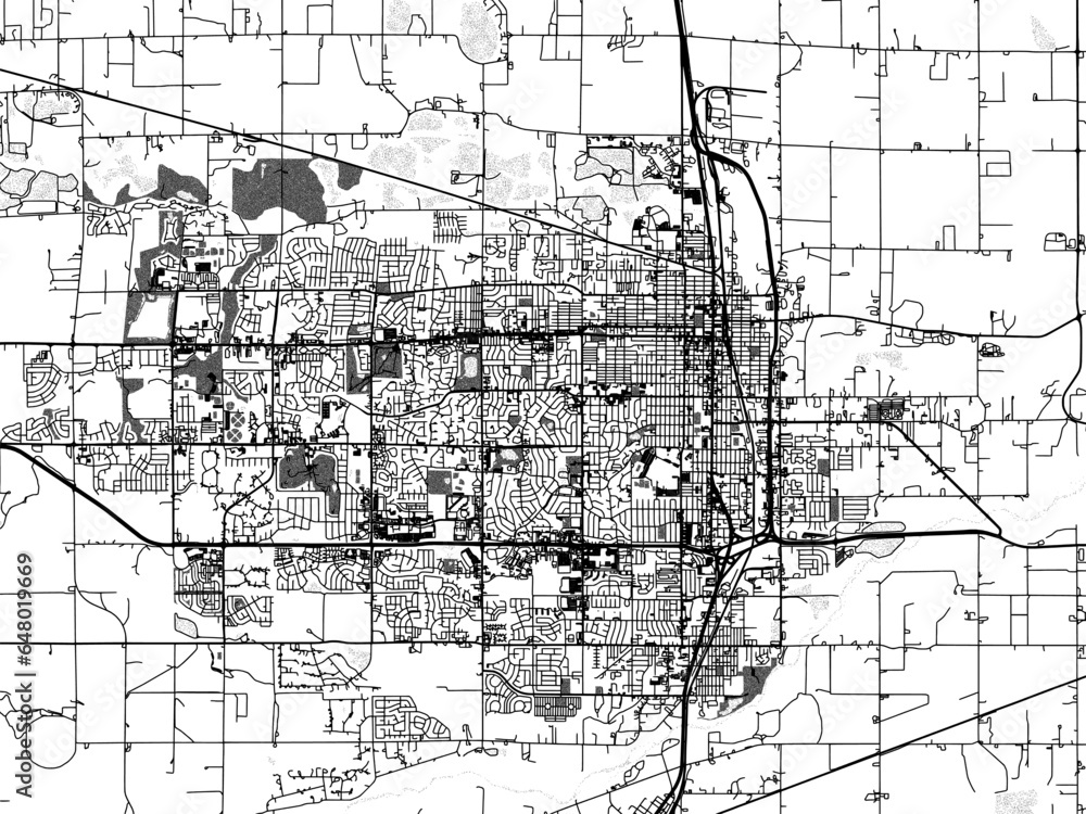 Greyscale vector city map of Greeley Colorado in the United States of ...